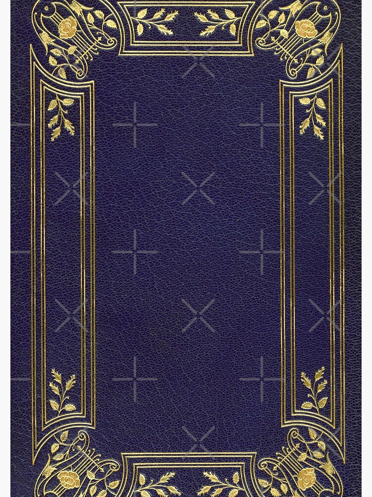 "Blue leather book cover with gold inlay harp design" Spiral Notebook ...