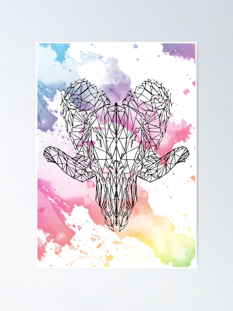 "Geometric Watercolour Ram Skull" Poster for Sale by Gabaline | Redbubble