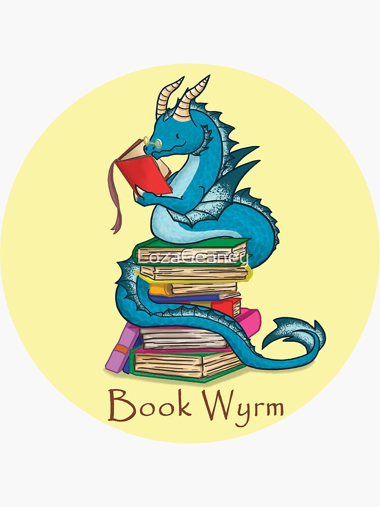 "Book Wyrm" Sticker for Sale by LozaGeaney | Redbubble