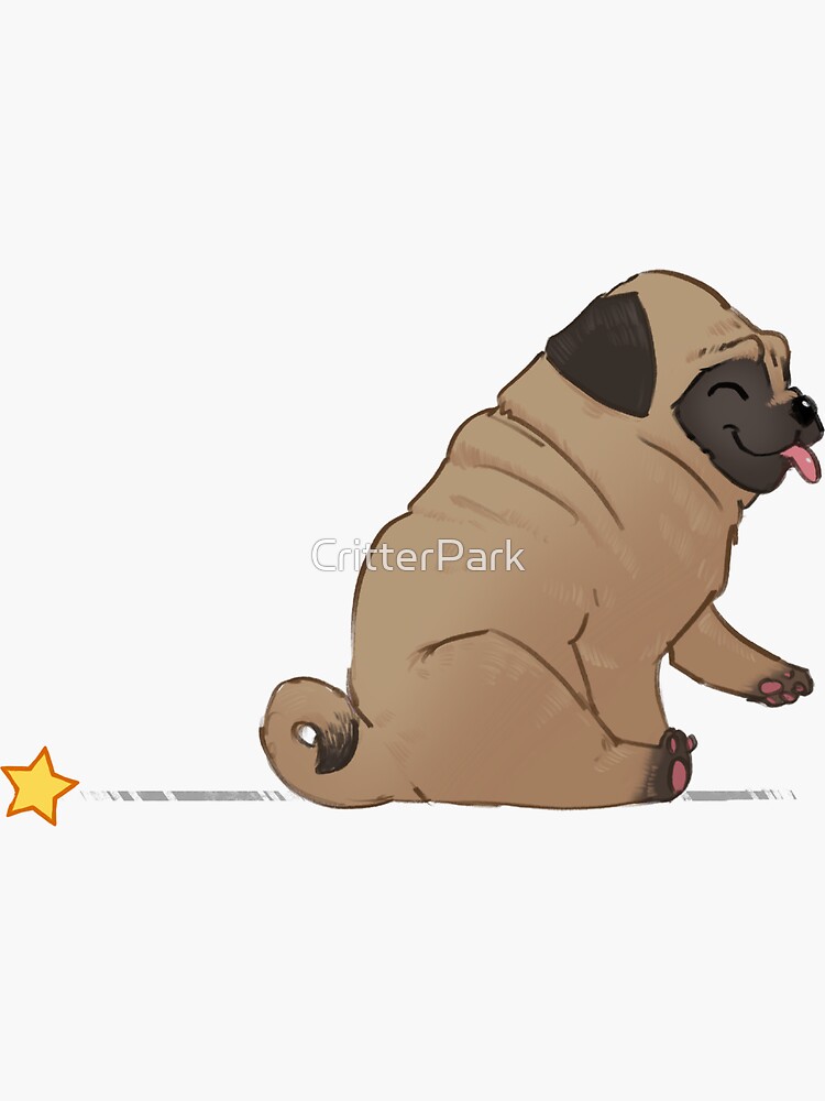 "Pug Butt Scoot" Sticker for Sale by CritterPark | Redbubble