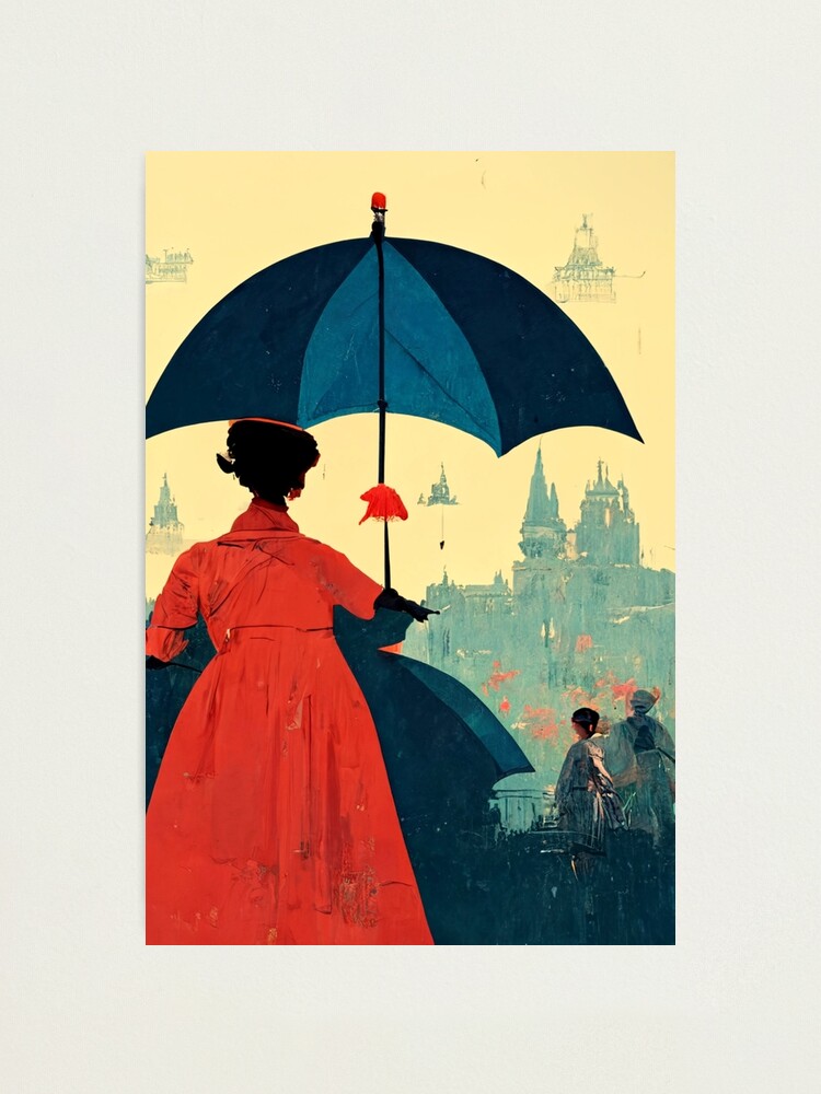 "Famous flying nanny in her bright coat carrying an umbrella in London ...
