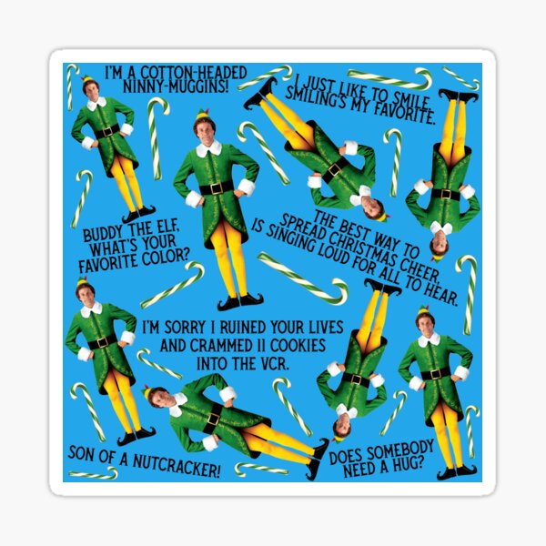 "Buddy The Elf Print Blue " Sticker for Sale by BethLeo | Redbubble