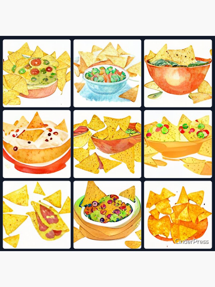 "Nachos Art" Sticker for Sale by CinderPress | Redbubble