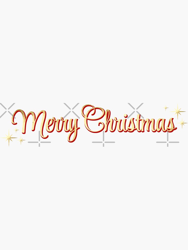 "Merry Christmas lettering in red and gold color." Sticker for Sale by ...