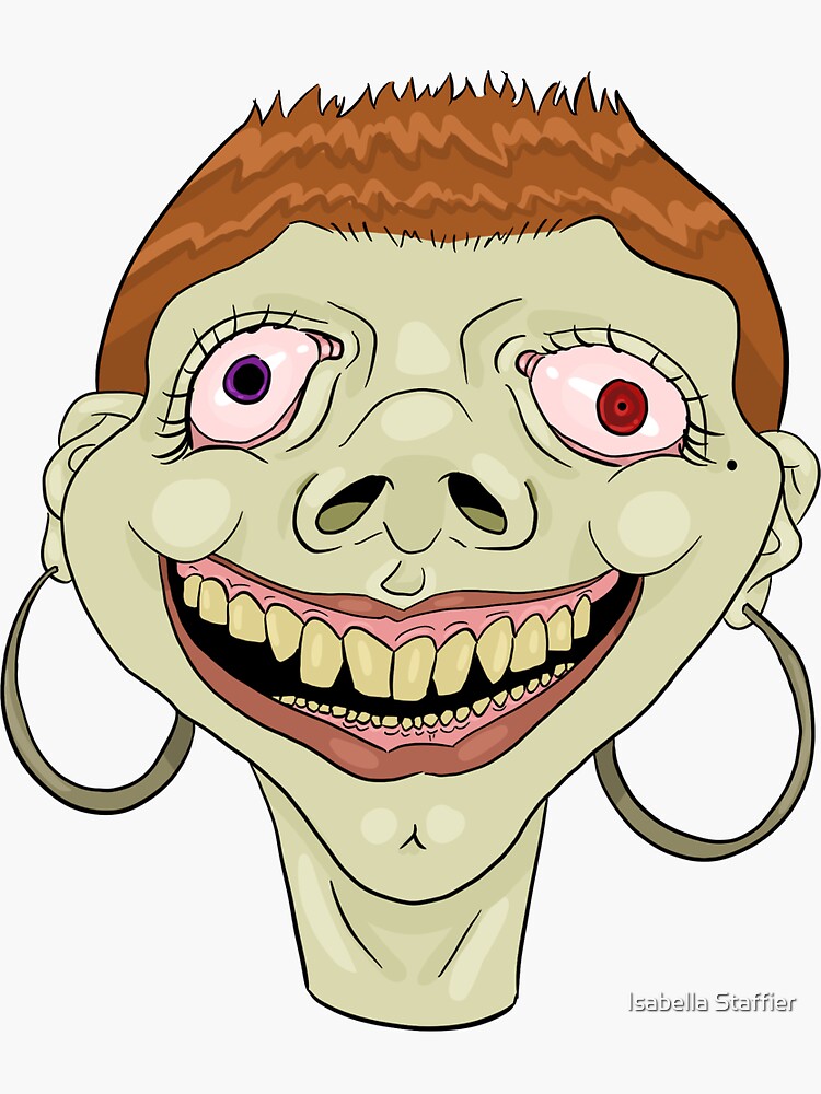 "Crazy, Smiley Lady" Sticker for Sale by staffinator3000 | Redbubble