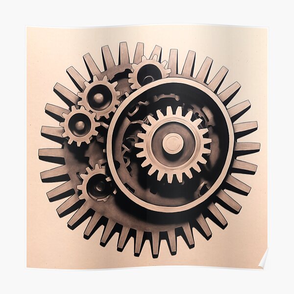 "Mangled Gears" Poster for Sale by Binary-Ko | Redbubble
