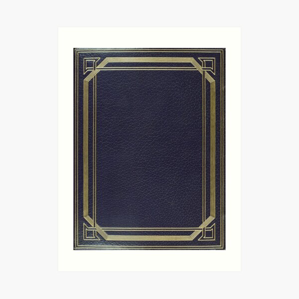 "Blue leather book cover with gold inlay border design " Art Print for ...