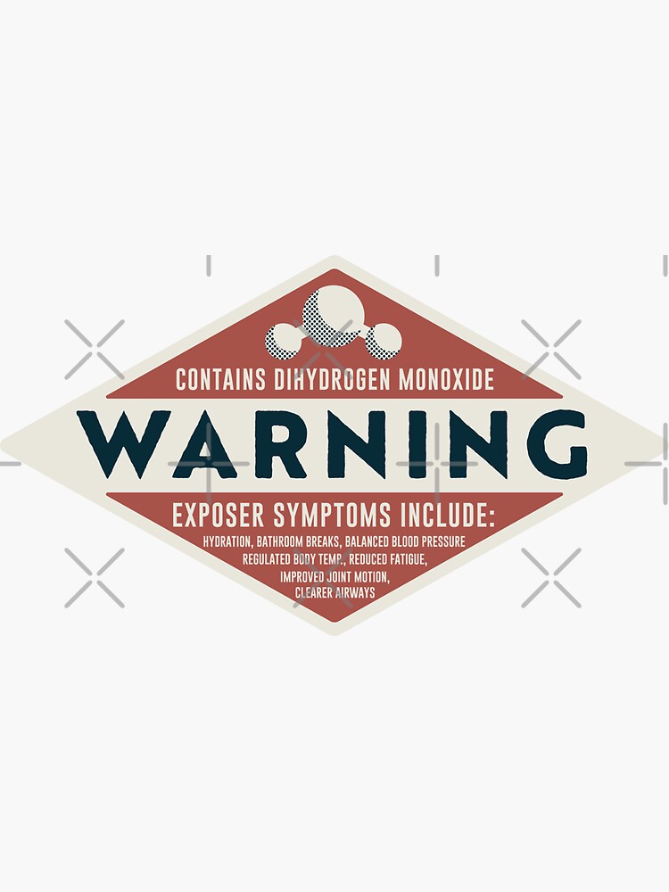 "H2O Warning Label" Sticker for Sale by adorabowldesign | Redbubble