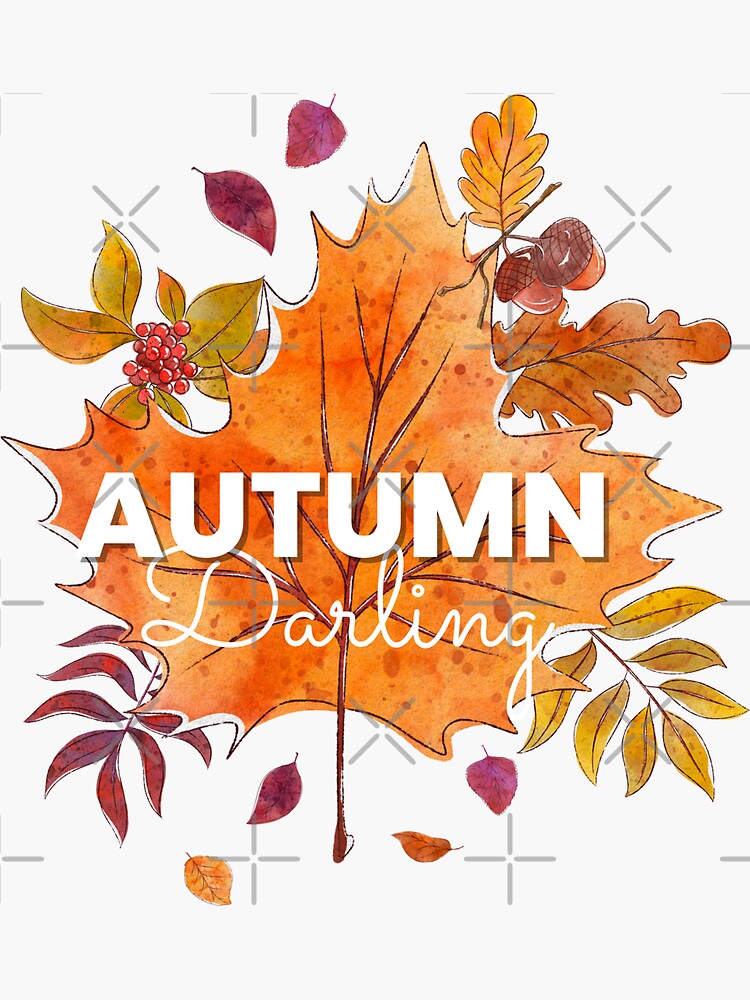 "Autumn Darling with Leaves" Sticker for Sale by PerezStoreArt | Redbubble