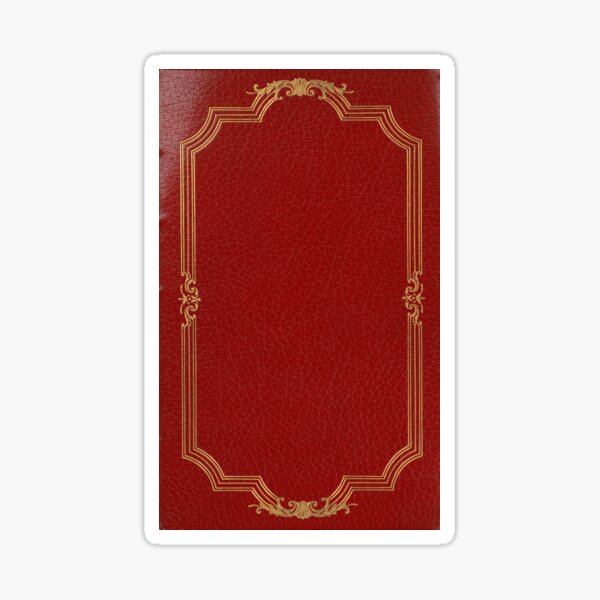 "Red leather book cover with gold inlay cartouche" Sticker by ...