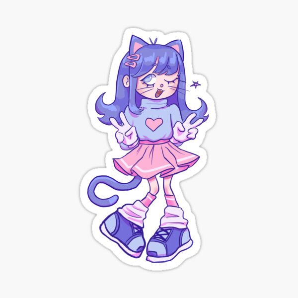"Cute cat girl" Sticker for Sale by Dasora | Redbubble