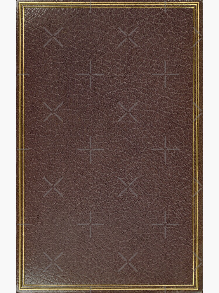"Dark Brown leather book cover with simple gold inlay border" Sticker ...