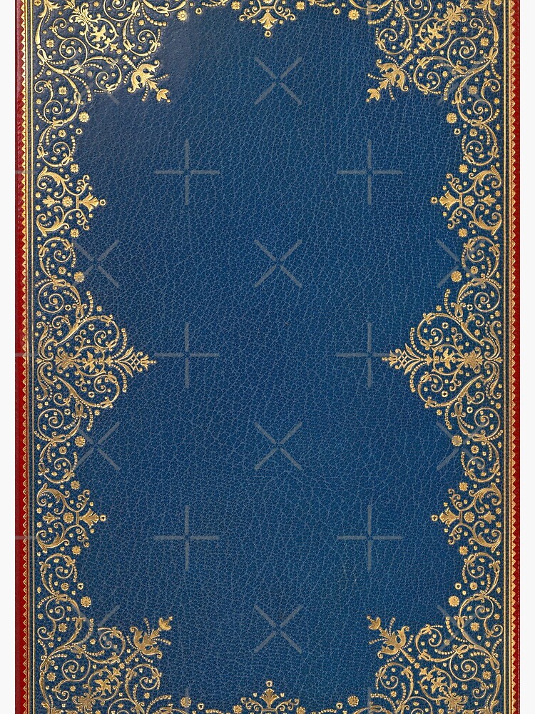 "Sea Blue leather book cover with highly patterned gold inlay" Spiral ...