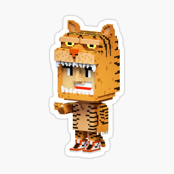 "3D Cute Tiger Voxel" Sticker for Sale by amikastudio | Redbubble