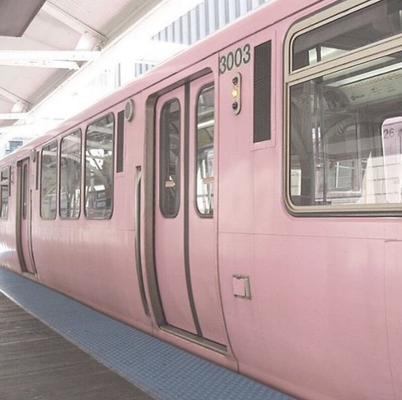 "pink trains" by ericleeart | Redbubble