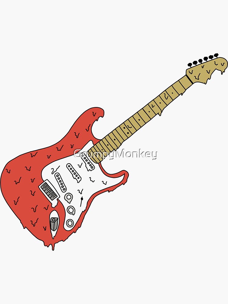 "Melting red guitar " Sticker by GrumpyMonkey | Redbubble
