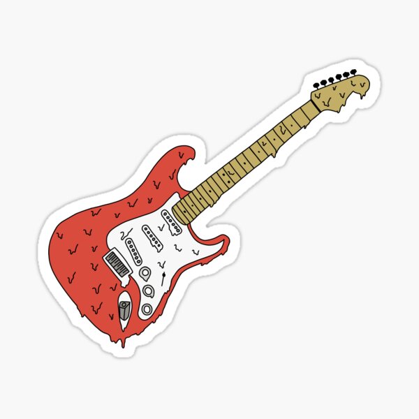 "Melting red guitar " Sticker by GrumpyMonkey | Redbubble
