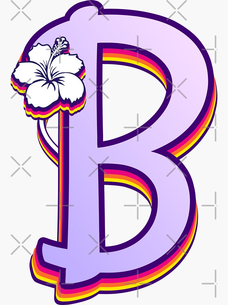 "Letter B Monogram - Hibiscus Flower" Sticker for Sale by cuteartdesign ...