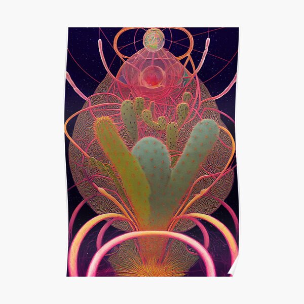 "Sacred Psychedelic Cactus" Poster for Sale by Santasombra | Redbubble