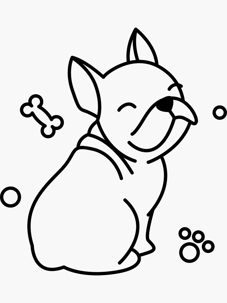 "Cute Frenchie art line illustration " Sticker for Sale by garniturex ...