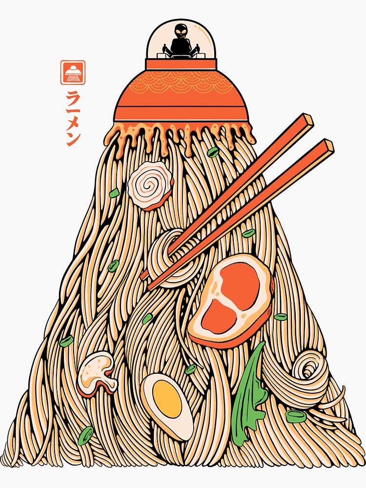 "Alien Ramen Invasion" Sticker for Sale by quilimostock | Redbubble