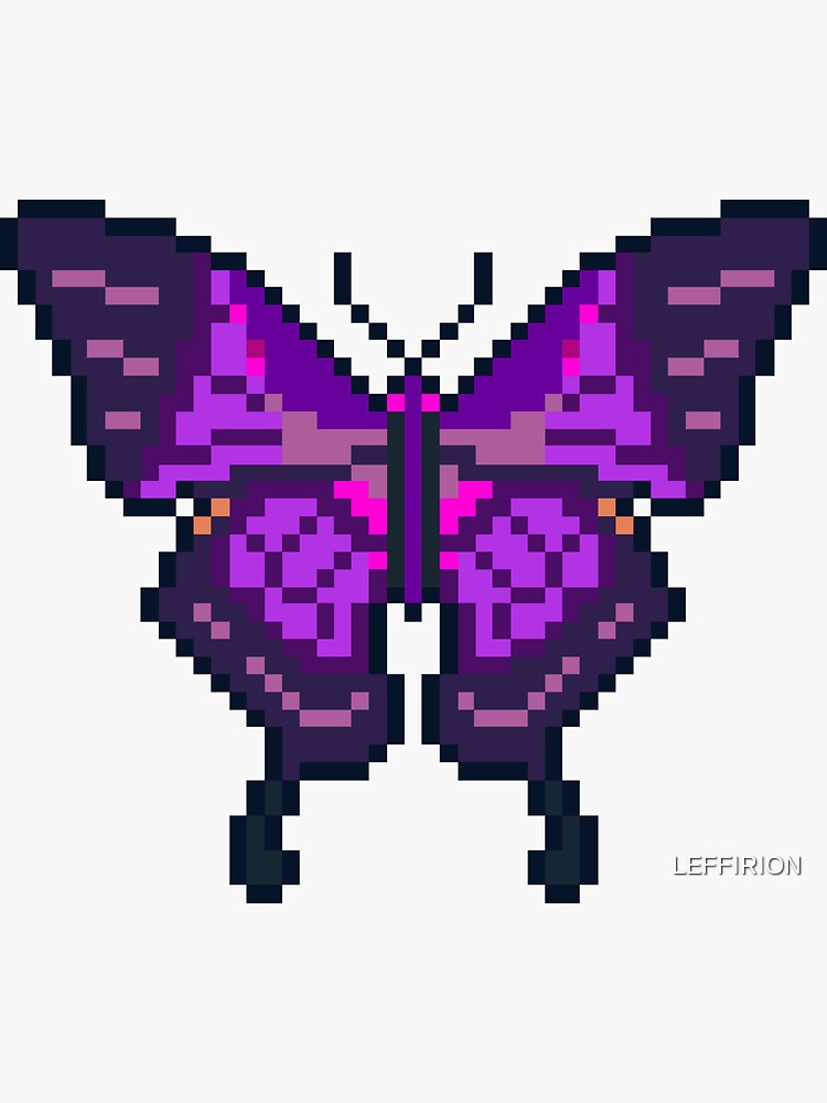"Purple butterfly pixel art" Sticker for Sale by LEFFIRION | Redbubble