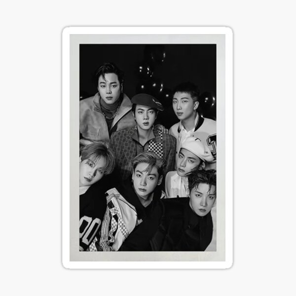 "Black & White Bts Korean Poster" Sticker for Sale by korarts75 | Redbubble