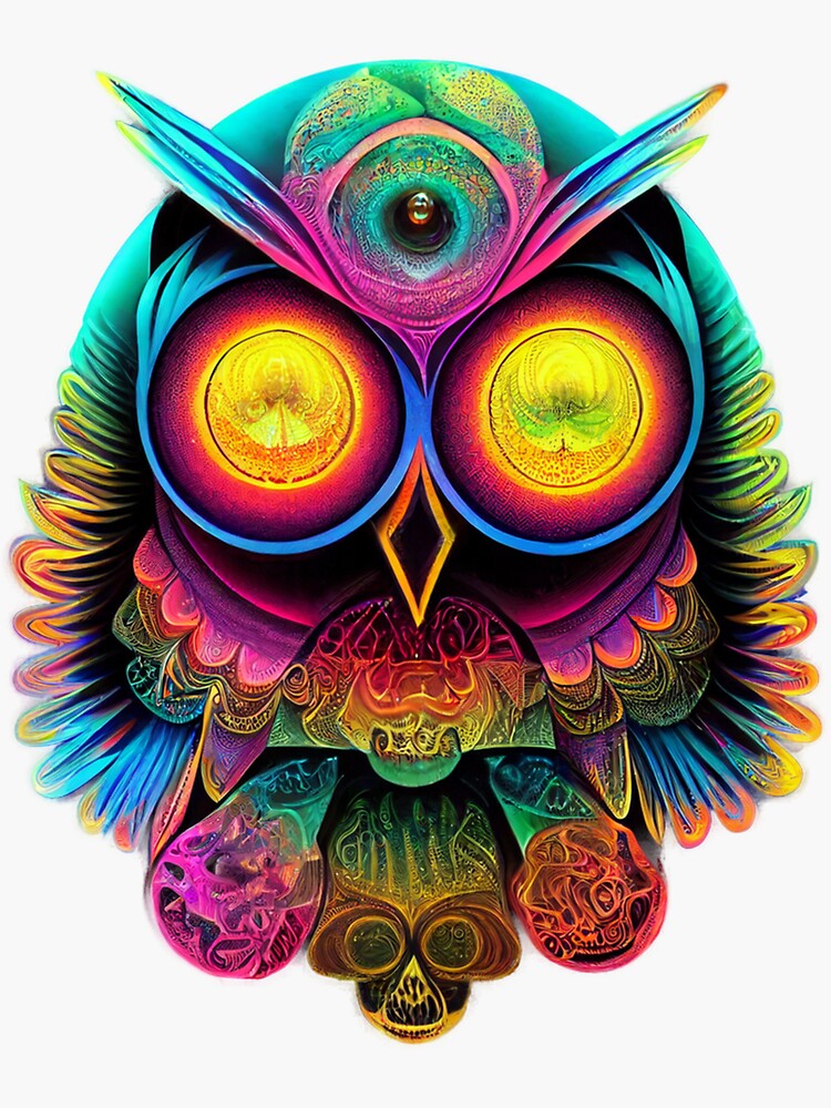 "LSD Owl 3" Sticker for Sale by UniqeDesign | Redbubble
