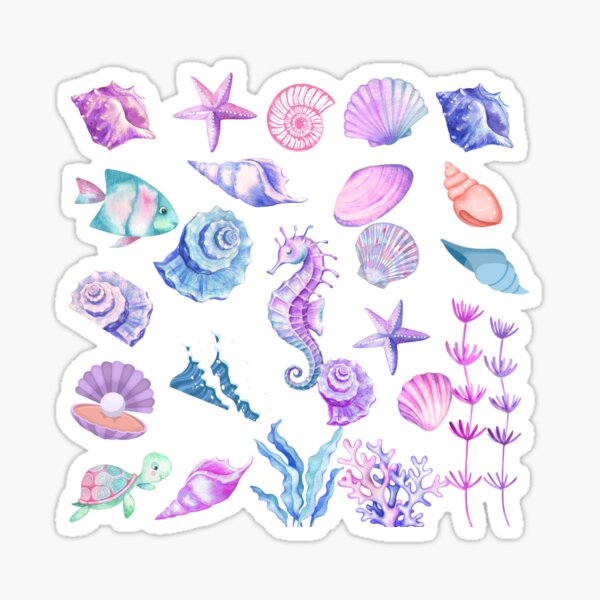 "Oceanic Creatures- Purple" Sticker for Sale by DreamyFeminine | Redbubble
