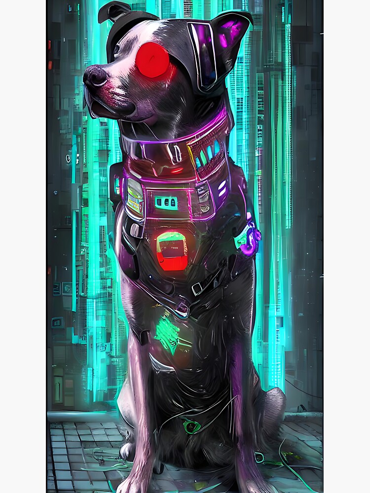 "Cyberpunk dog " Sticker for Sale by HeyBonnArt | Redbubble
