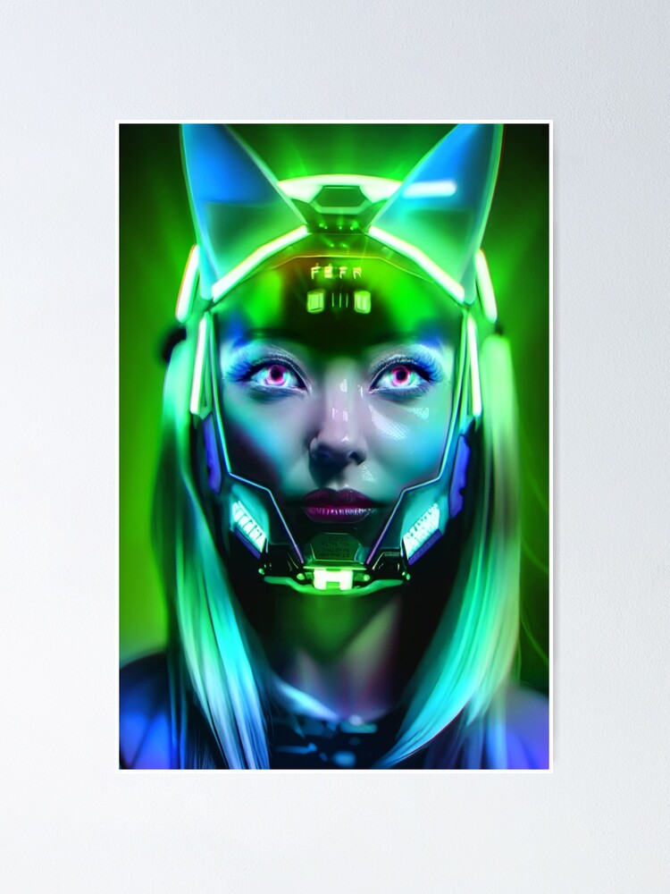 "Neo Waifu - Green & Blue Cat FEFR" Poster for Sale by Darkseal | Redbubble
