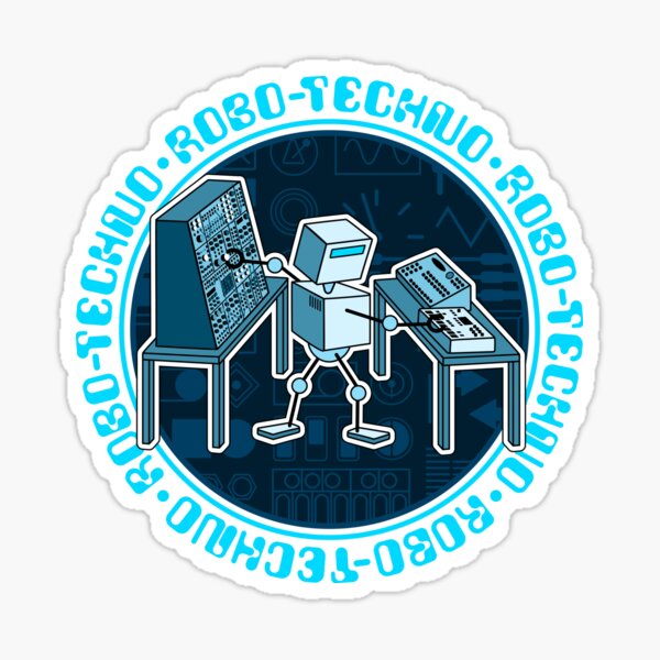"Robot Playing Modular Synth" Sticker for Sale by AtomicMalibu | Redbubble
