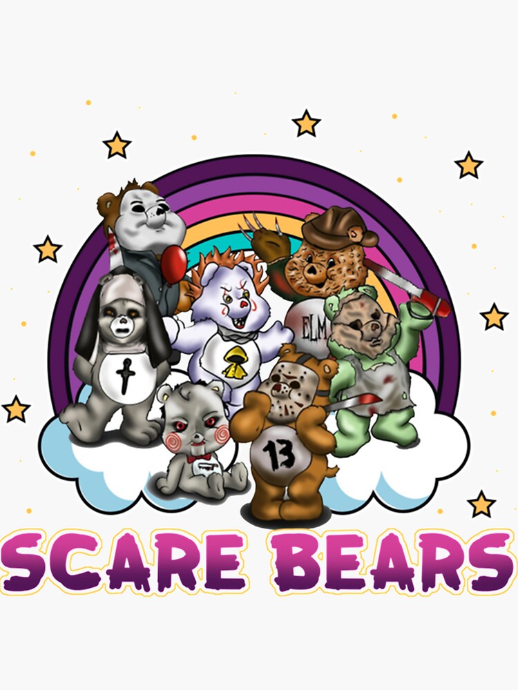 "Horror Movie Characters Scare Bears Halloween Bear Lovers" Sticker for Sale by MallorKeelin ...