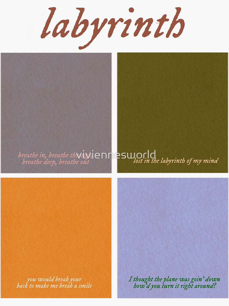 "labyrinth lyric color palette / graphic design" Sticker for Sale by ...
