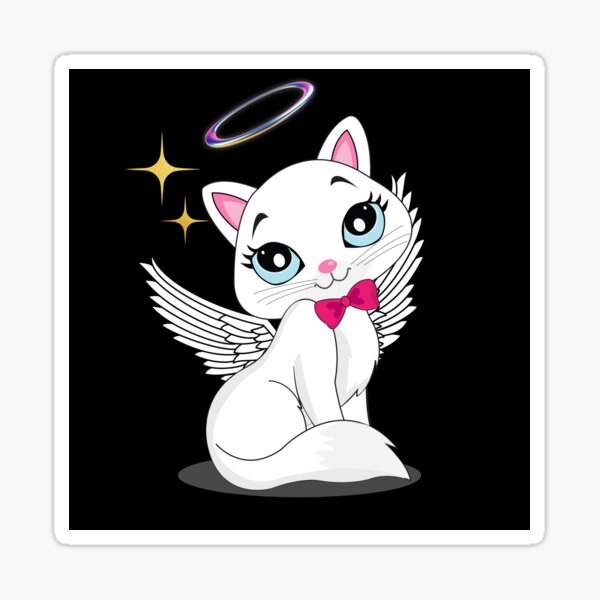 "Cute Angel Cat" Sticker for Sale by Harsha-lella | Redbubble