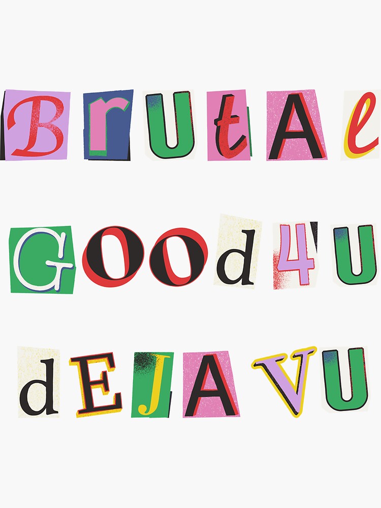 "Olivia Rodrigo - brutal, good 4 u, deja vu" Sticker for Sale by Crius ...