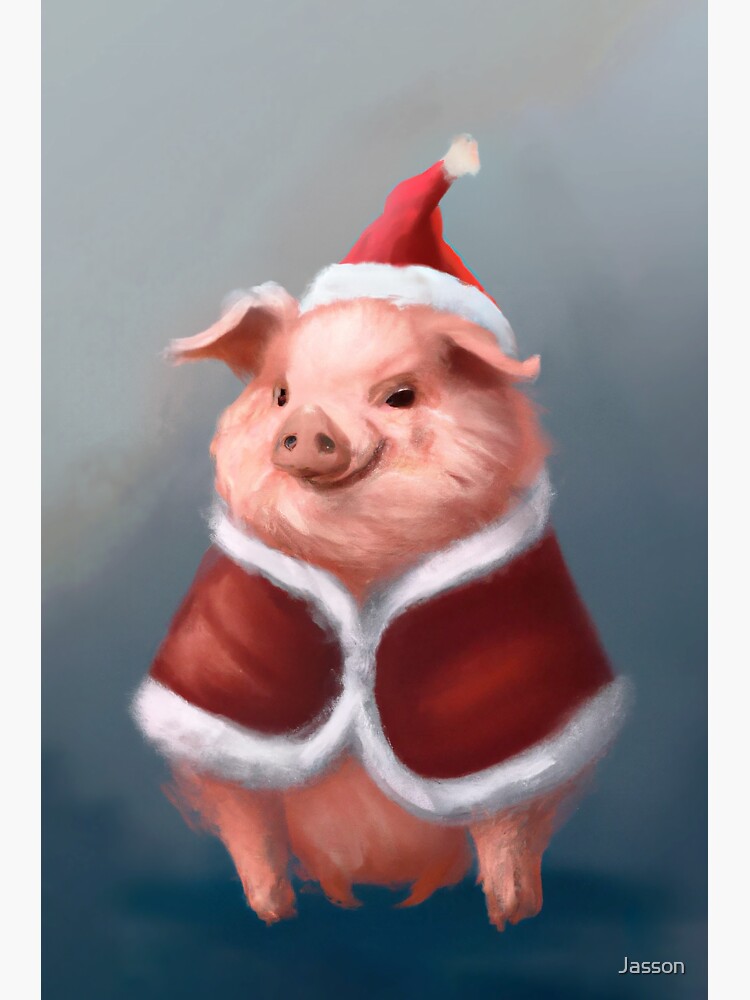 "Christmas Pig Santa with a Pointy Hat" Sticker for Sale by Jasson ...