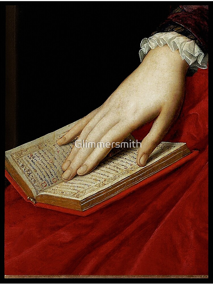 "Renaissance old master cropped image, hand on book" Art Print for Sale ...