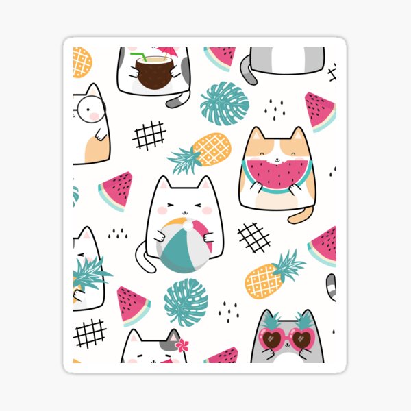 "One in a Melon , water melon cat , cat fruit " Sticker for Sale by ...