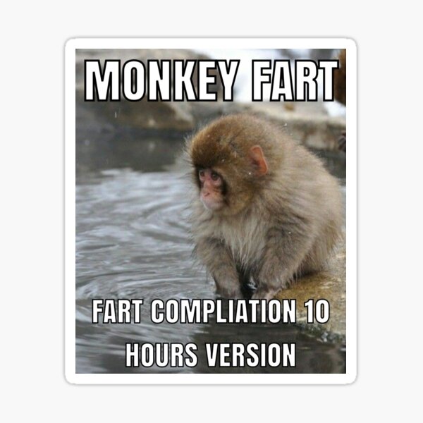 "Monkey fart compilation 10hrs version" Sticker for Sale by ...