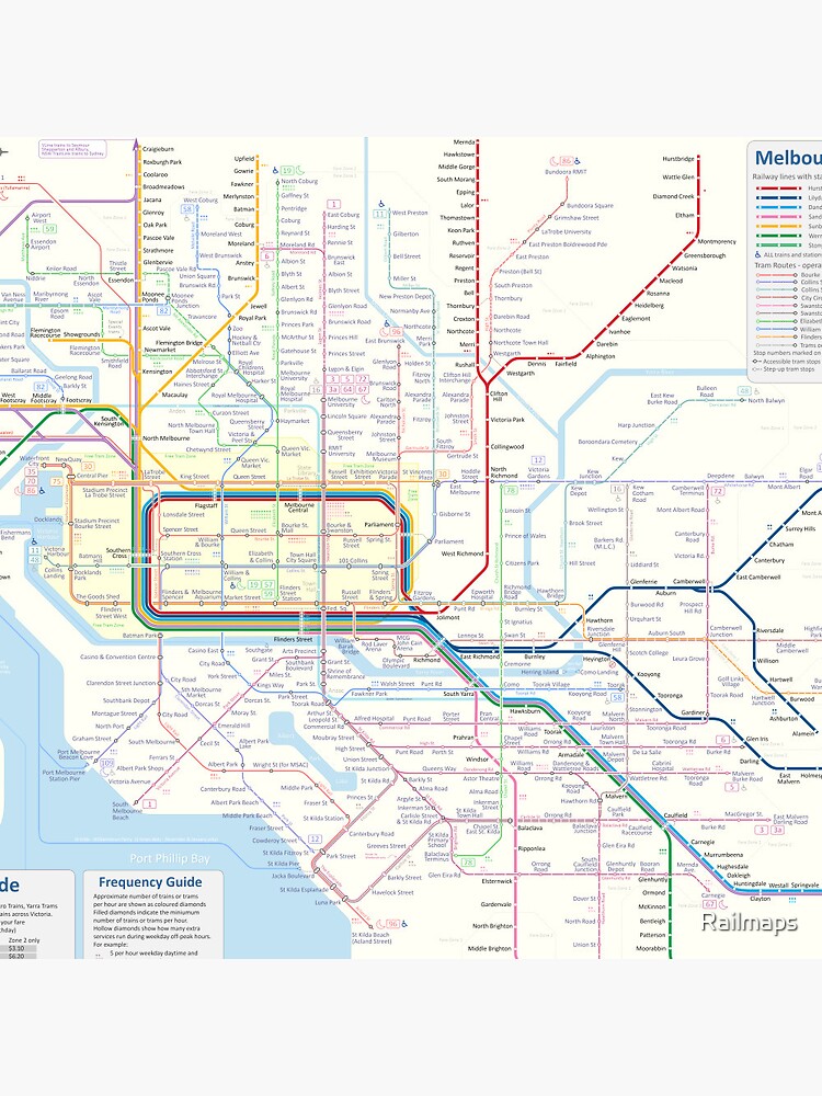"Melbourne train and tram map" Pin for Sale by Railmaps | Redbubble