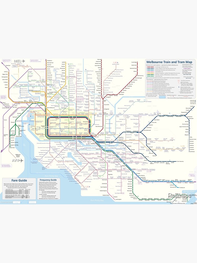"Melbourne train and tram map" Poster for Sale by Railmaps | Redbubble