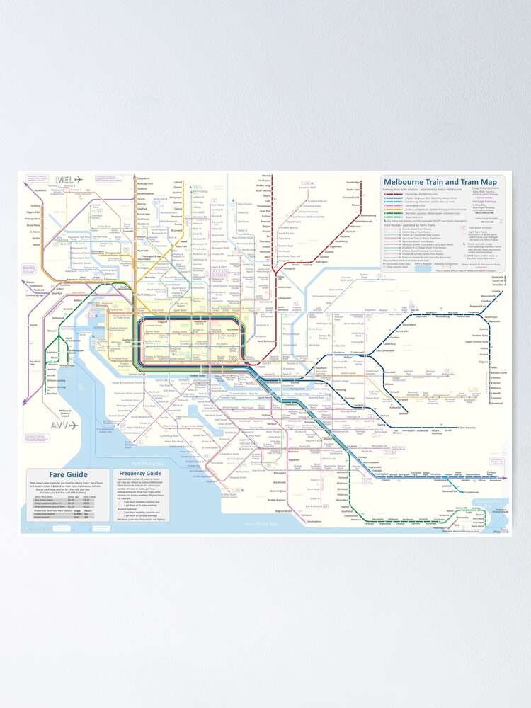 "Melbourne train and tram map" Poster for Sale by Railmaps | Redbubble