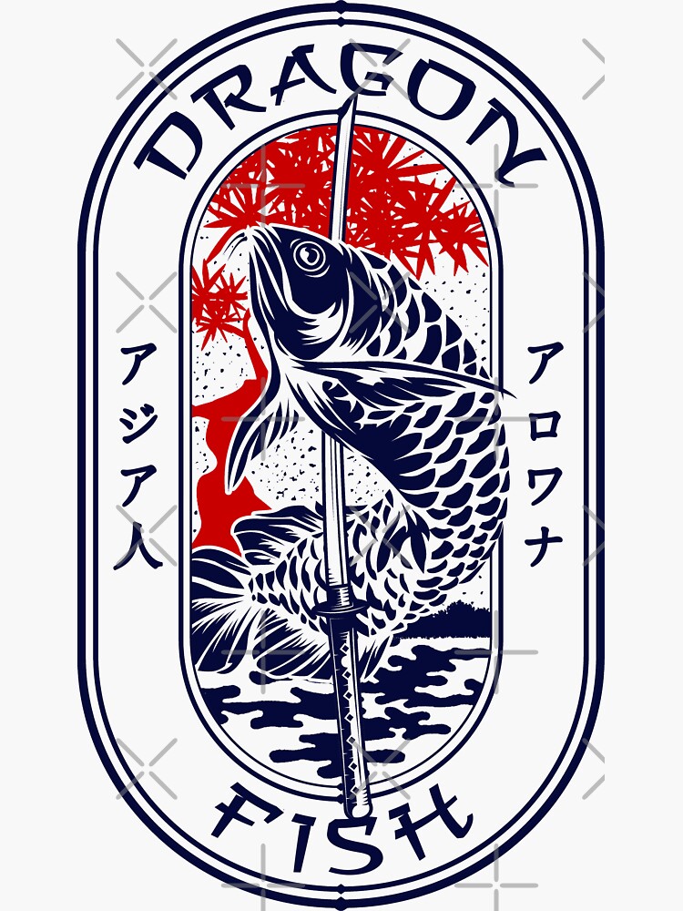 "Arowana Japanese Dragon Fish Monster Fish Keeper" Sticker for Sale by ...