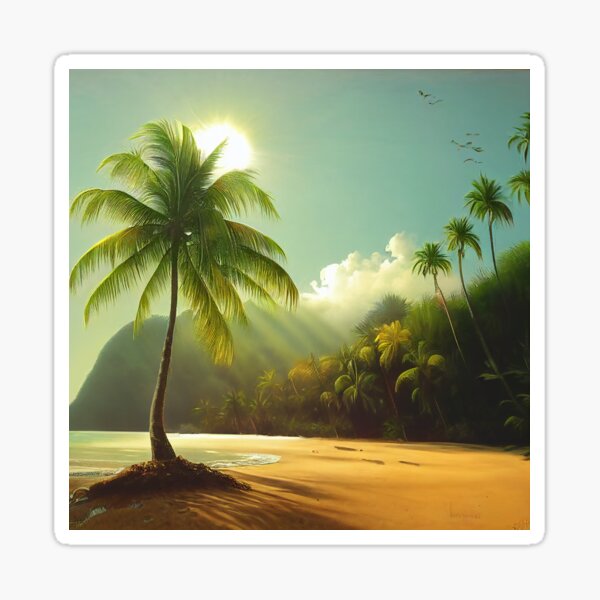 "Coconut trees in a beautiful tropical island" Sticker for Sale by ...