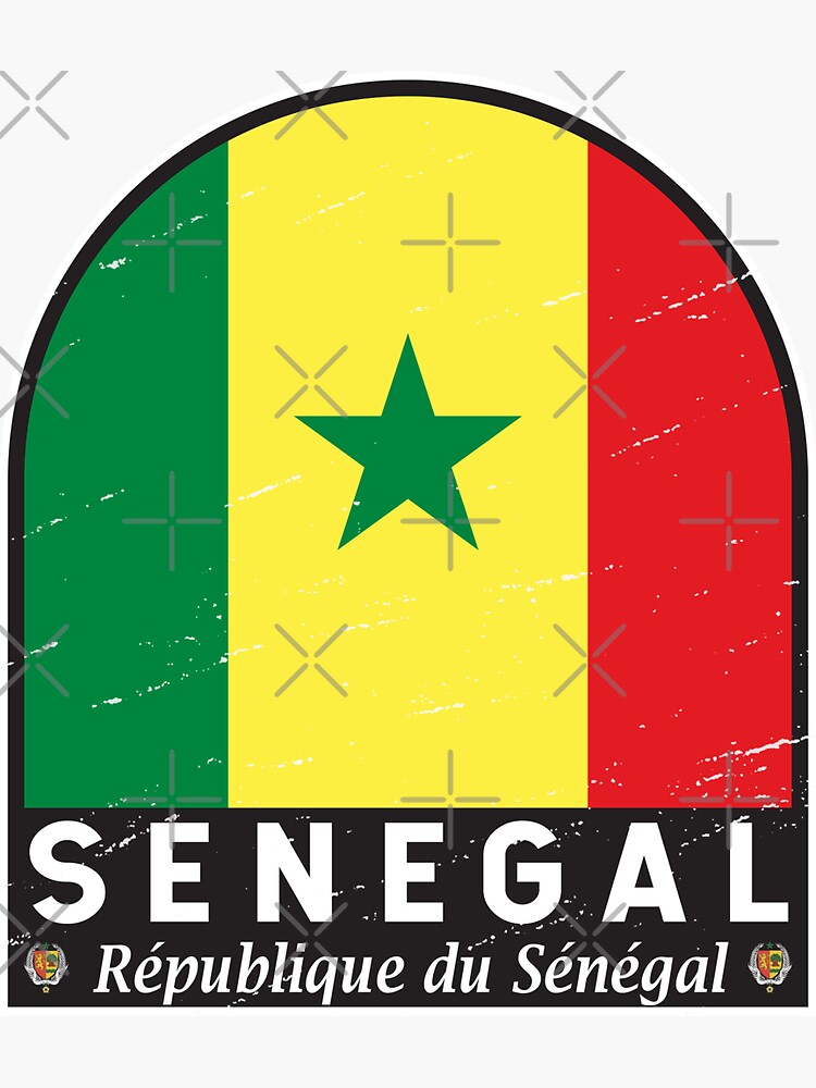 "Senegal Flag Emblem Distressed Vintage" Sticker for Sale by ...