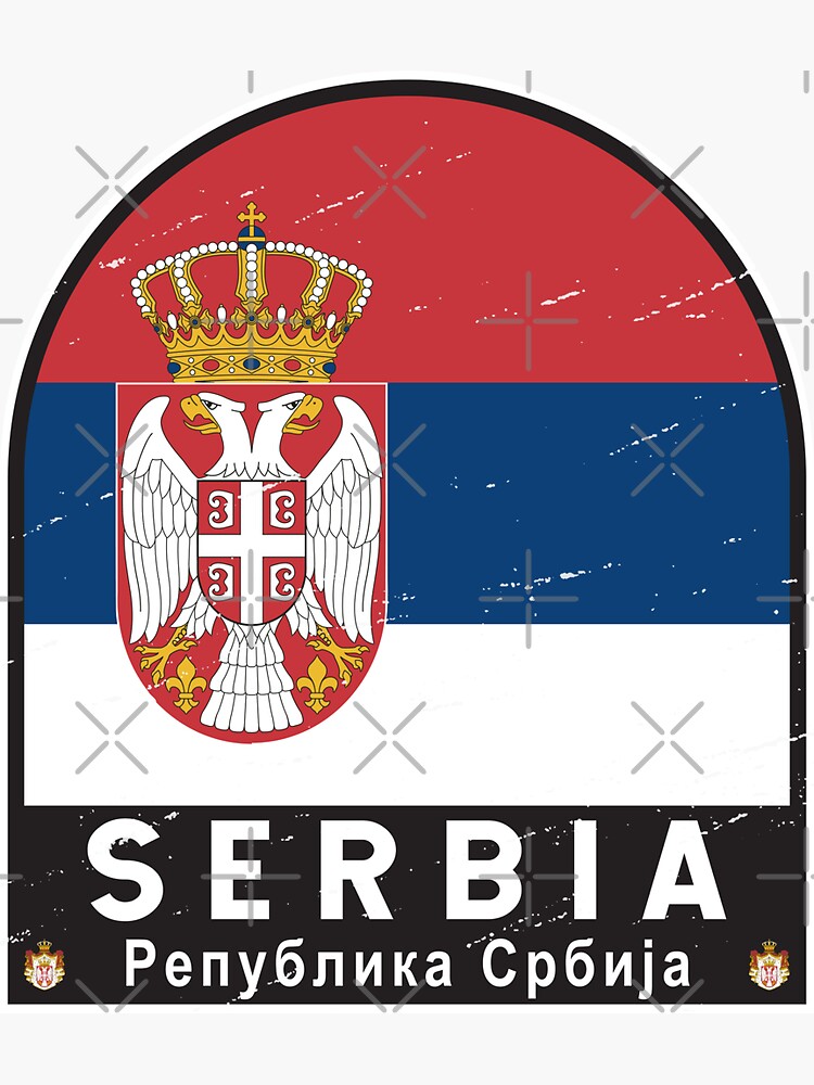 "Serbia Flag Emblem Distressed Vintage" Sticker for Sale by ...