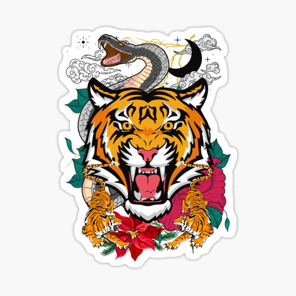 "angry tiger " Sticker for Sale by waterstonemag | Redbubble