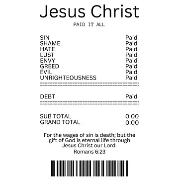 "Salvation receipt | Jesus paid it all" Sticker for Sale by ...