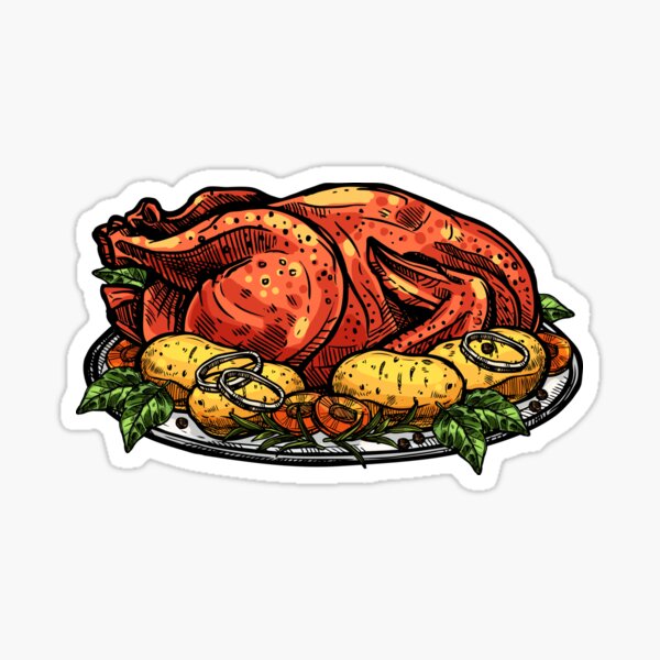 "Roast Turkey and Potatoes" Sticker for Sale by NiftyTrinket | Redbubble